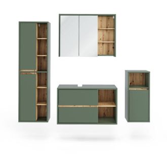 Vicco Ensemble de meubles de salle de bains Viola, Vert/Artisan, 4 pi&egrave;ces, Vicco