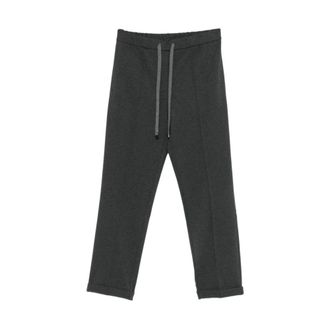Le Tricot Perugia Pantalon de jogging avec taille &agrave; revers et cordon de serrage - Femme - Pantalons - Gris - Taille: 36 FR