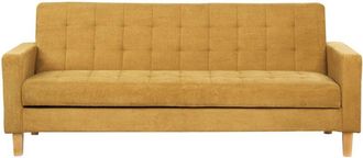 Beliani Schlafsofa 3-Sitzer VEHKOO Stoff Senfgelb