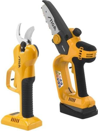 STIGA Sports SP 100e Kit - Akku-Astschere SC 100e + Akku-Asts&auml;ge PR 100e mit 20V Akku und Ladeger&auml;t - Leichte und Leistungsstarke Gartenger&auml;te f&uuml;r Komplette