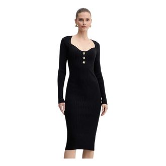 Fracomina Femme, Robes, Noir, Taille: 36 FR Robe c&ocirc;tel&eacute;e &agrave; boutons