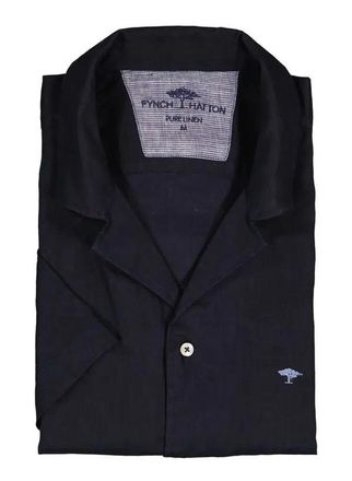 Fynch-Hatton Fynch-Hatton Herren Kurzarmhemd blau Leinen