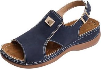 Generic Sandales orthop&eacute;diques pour femme - Bout ouvert - Sandales compens&eacute;es d&eacute;contract&eacute;es - Confortables, l&eacute;g&egrave;res, &eacute;paisses - &Eacute;l&eacute;gantes - Sandales &agrave; lani&egrave;re