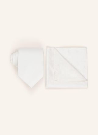 Paul Paul Set: Krawatte Und Einstecktuch weiss