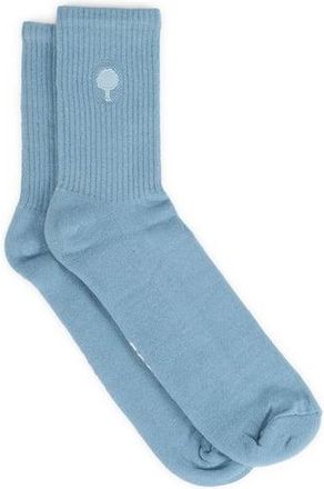 Faguo Chaussettes mi-hautes brod&eacute;es en coton m&eacute;lang&eacute;