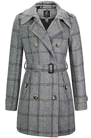 Wantdo Manteau Chaud &agrave; Double Boutonnage pour Femme Ch&egrave;que S