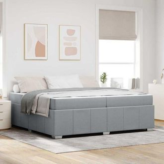 vidaXL Bettgestell mit Matratze Hellgrau 200 x 200 cm Stoff vidaXL