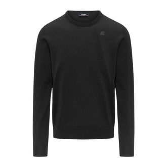 K-Way Schwarzer Merinowoll Rundhals Pullover - - Knitwear - Herren - Schwarzk - L