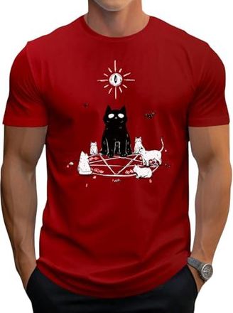 Generic T-shirt &agrave; manches courtes pour homme | T-shirt &agrave; manches courtes pour Halloween avec col rond surdimensionn&eacute; - V&ecirc;tements d&eacute;t&eacute; tendance en coton, rouge