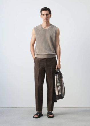 Mango Gilet maille fine marron moyen - Homme - XXL - MANGO MAN