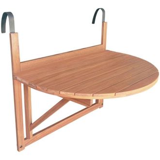 Sweeek Beistelltisch aus Holz f&uuml;r den Balkon, halbrund, klappbar