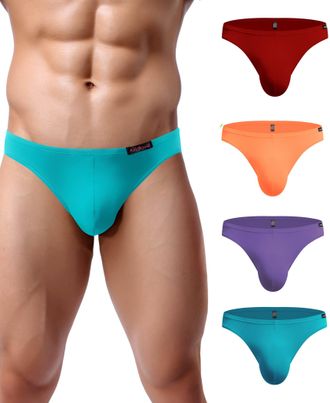 Avidlove Boxershorts Herren Unterhosen M&auml;nner Sexy Slip Micro Modal Tanga Unterw&auml;sche Briefs Wein Rot Orange Lila Blau XL