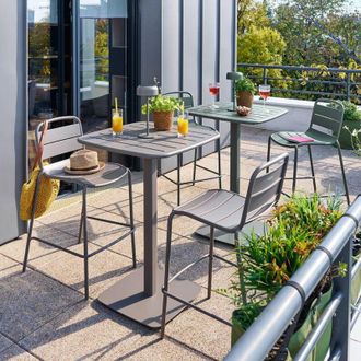 Hesperide Table haute de jardin 2 places Alegoria 70x70cm caf&eacute; - Hesp&eacute;ride