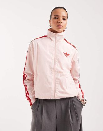 adidas Originals Firebird - Haut de surv&ecirc;tement ample en nylon - Rose et rouge