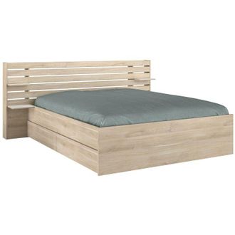 Vente-Unique Lit 160 x 200 cm avec 4 tiroirs - Coloris : Naturel - TENALIA II