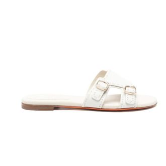 Santoni Wei&szlig;e Flache Sandalen mit Schnalldetail - - Shoes - Damen - Wei&szlig; - 40 EU