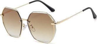 Generic Lunettes De Soleil Tendance &Agrave; Monture Large En M&eacute;tal For Femmes, Id&eacute;ales For La Photographie De Rue Et Les Vacances &Agrave; La Plage Ou Au Sport.(Brown)