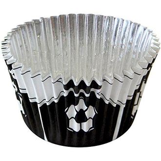 PME BC765 Foliengefütterte Backförmchen für Cupcakes, Motiv Schwarzer Fußball, Standardgröße mit tieferer Füllung, Packung mit 30 Stück, Kunststoff, Black