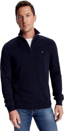 Tommy Hilfiger Pull pour homme, Bleu marine, Taille L