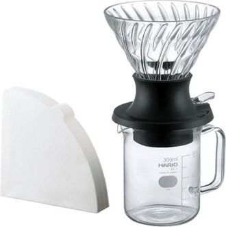 Hario Start-Stop SSD-5012-B Dripper Set de 200 ml avec filtre &agrave; main Noir