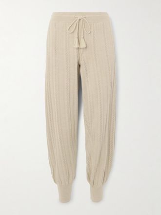 Valentino Garavani Jogginghose Aus Wolle In Ripp- Und Pointelle-strick - Neutral