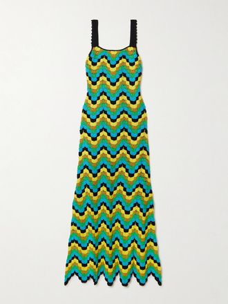 Escvdo Marea Midikleid Aus Geh&auml;kelter Baumwolle Mit Wellenkanten - Gr&uuml;n