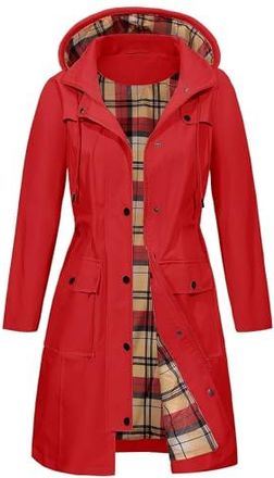 Heekpek Veste Femme Imperméable à Capuche Longue Manteau de Pluie Femme Legere Trench Capuche Femme Poncho Pluie Impermeable Coupe Vent Printemps Été Automne,