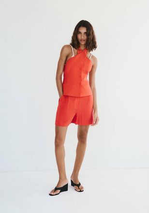 Mango Top type gilet en lyocell crois&eacute; mandarine - Femme - XXS - MANGO