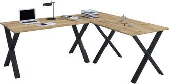VCM Holz Schreibtisch | Eckschreibtisch schlicht | 130x130 | L Form Links oder rechts | Arbeitstisch Platte 50 cm tief | Computertisch B&uuml;rom&ouml;bel - Lona X