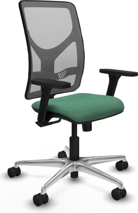 Piqueras y Crespo Gepolsterter B&uuml;rostuhl mit 3D-Armlehnen, h&ouml;henverstellbare Lendenwirbelst&uuml;tze, ausgestattet mit 3 Positionen und Schneidschaum, Grau/Smaragdgr&uuml;n