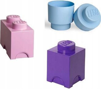 Room Copenhagen LEGO Stapelbare Aufbewahrungsboxen, 3er-Set - Perfekter LEGO-Organizer, Schreibtisch- und Raumaufbewahrungsl&ouml;sung f&uuml;r Kinder (Rosa, Hellblau, Lila)