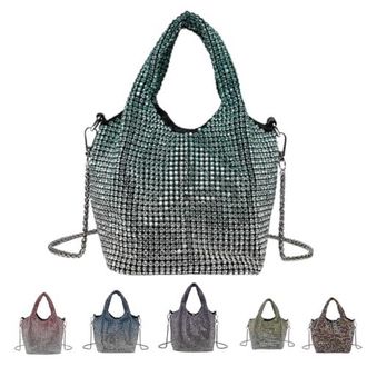 Generic Elegant Rhinestone Clutch Purse for Women,Sparkly Evening Bag with Chain for Wedding,Prom,Party,Gala (gradient green)