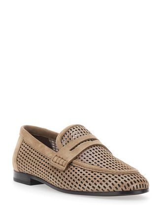 Brunello Cucinelli Womens Loafers Beige Calf Leather