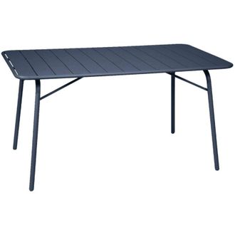 Sweeek Table de jardin pliante m&eacute;tal 6 places. marine. Amelia. 140x80 cm. traitement antirouille. lattes et bords arrondis