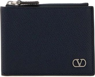 Valentino Garavani Homme, Accessoires, Bleu, Taille: ONE Size Porte-monnaie en cuir