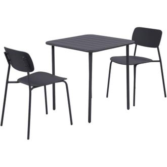 Sweeek Gartentisch aus Stahl + 2 St&uuml;hle