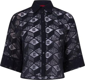 HUGO BOSS Hugo - Ephraima Bluse f&uuml;r Damen, Lang&auml;rmlig (Schwarz)