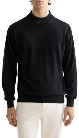 Scotch & Soda Herren Pullover Sweater Core - Dropped Shoulder Mock Neck Pullover, Schwarz,XL