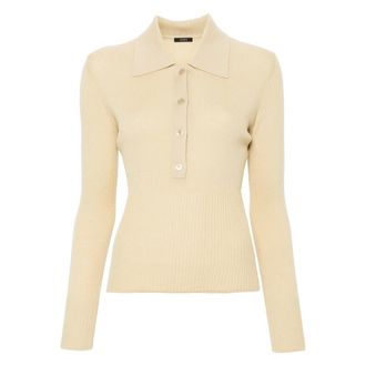 Joseph Feingeripptes Merinos-Poloshirt - - Tops - Damen - Beige - XL