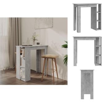 vidaXL Bartisch mit Regal Betongrau 102x50x103,5 cm Holzwerkstoff - Stehtisch - Bartisch - Bistrotisch - K&uuml;cheninsel - Esstisch Klein