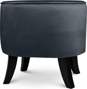 MG Design Ovaler Samt-Hocker 42 x 52 cm in Marineblau mit Holzbeinen - Gepolsterter Fu&szlig;hocker f&uuml;r Wohnzimmer oder Schlafzimmer