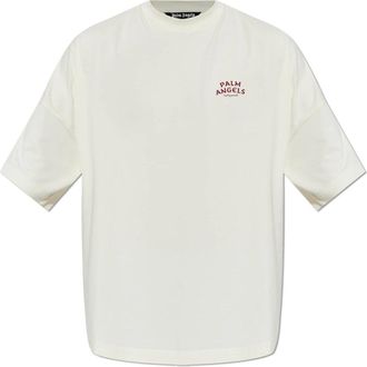 Palm Angels T-Shirt mit Logo - - Tops - Herren - Beige - M