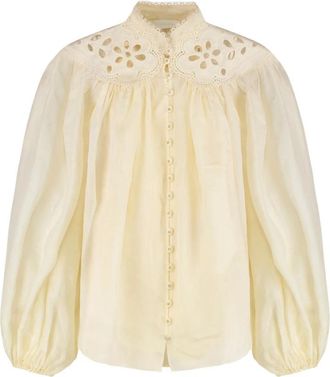 Zimmermann Femme, Blouses et Chemises, Beige, Taille: 40 FR Coco Embroidered Blouse