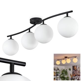 HOFSTEIN Deckenleuchte Gastor, 4-flammige Deckenlampe aus Metall/Glas in Schwarz/Milchglas, verstellbare Leuchte im Retro/Vintage-Design (Schirme &Oslash; 15cm), E14,