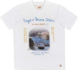 Bob Homme, Tops, Blanc, Taille: 2XL T-Shirt en Coton Imprim&eacute;