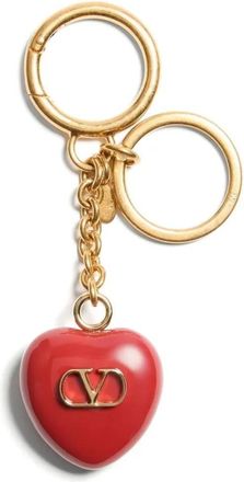 Valentino Garavani Schl&uuml;ssel- & Taschenanh&auml;nger - Glossy Heart-Shaped Keychain Charm With Gold-Tone - Gr. unisize - in Braun - f&uuml;r Damen