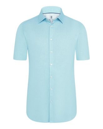 DeSoto Jersey-Kurzarmhemd in Oxford-Struktur mit Kentkragen, Slim in