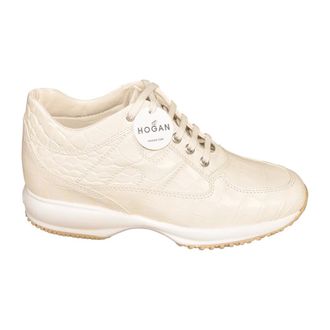 Hogan Femme, Chaussures, Beige, Taille: 39 1/2 EU Suede Low-Top Baskets