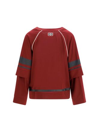 Ganni Womens Cocora Double-Layer Long-Sleeve T-Shirt Port Royale Polyester T-Shirts And Polos