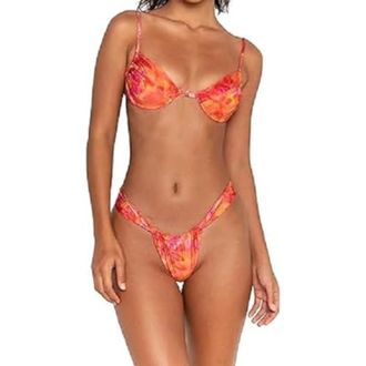 FAE House - Luna Bikini Top - Bloom - Luxuri&ouml;ses Damen-Bikinioberteil - Blumiges Rot - 100 % nachhaltiger Stoff - Kaltes Handwaschen - Gr&ouml;&szlig;e XS